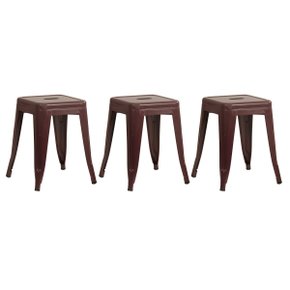 Kit 3 banquetas baixas Iron Tolix 45 cm Marom chocolate