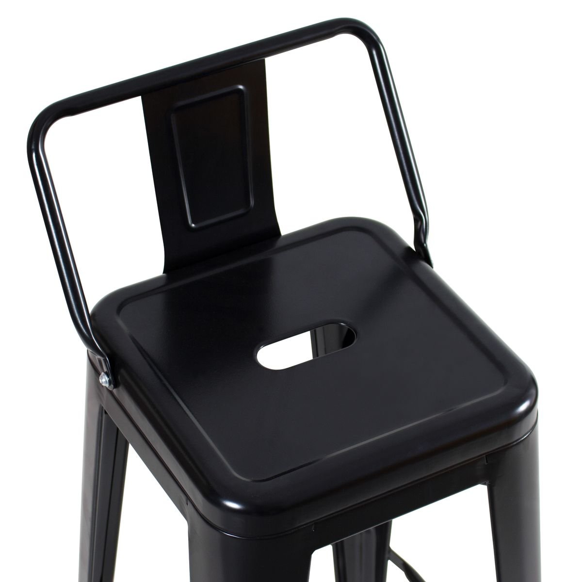 Banqueta alta Iron Tolix com encosto 76 cm Preto semibrilho